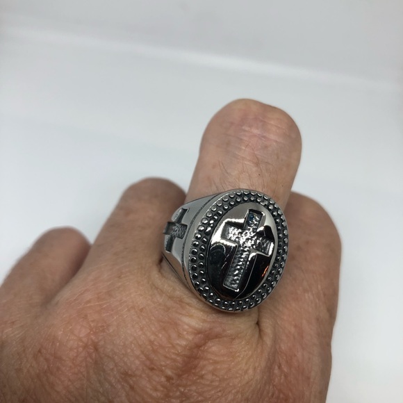 Namesis | Jewelry | Vintage Silver Stainless Steel Cross Ring | Poshmark
